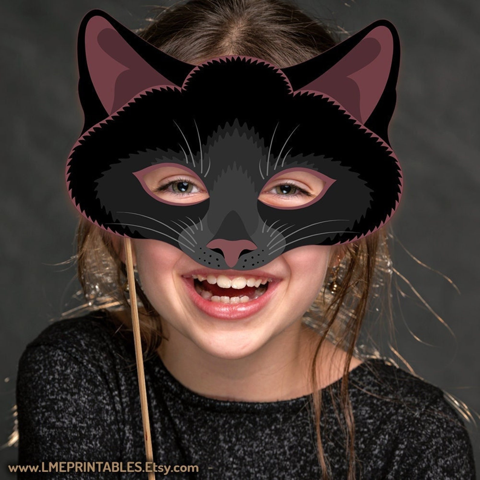 Black Cat Mask Printable Halloween Party Costume Pet Animal - Etsy