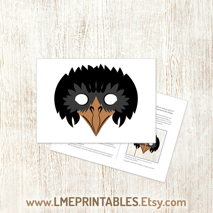 Crow Raven Mask Printable Carnival Costume Blackbird Animal Halloween ...