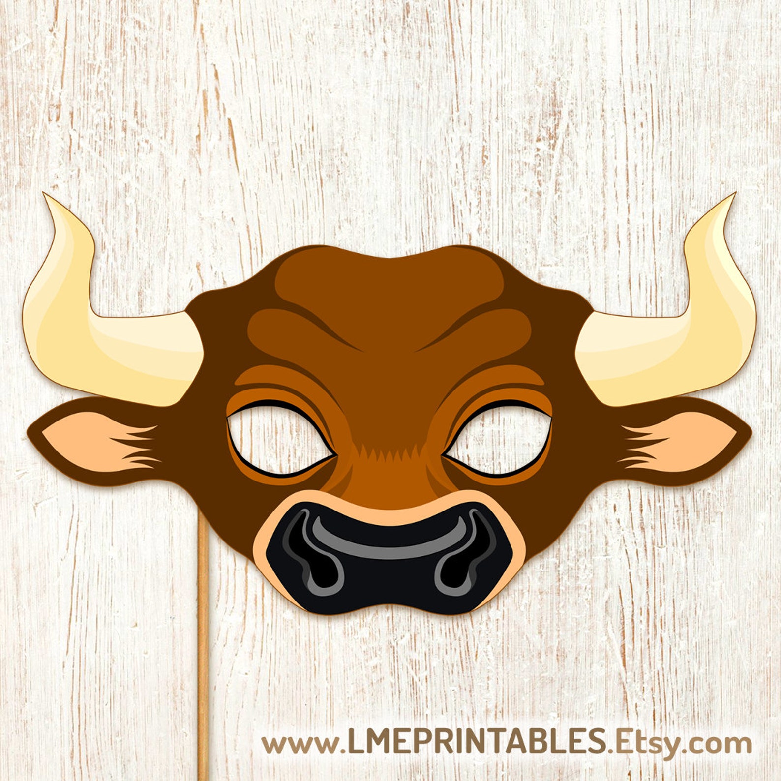 Bull Printable Mask Ox Carnival Costume DIY Brown Buffalo Yak Animal ...