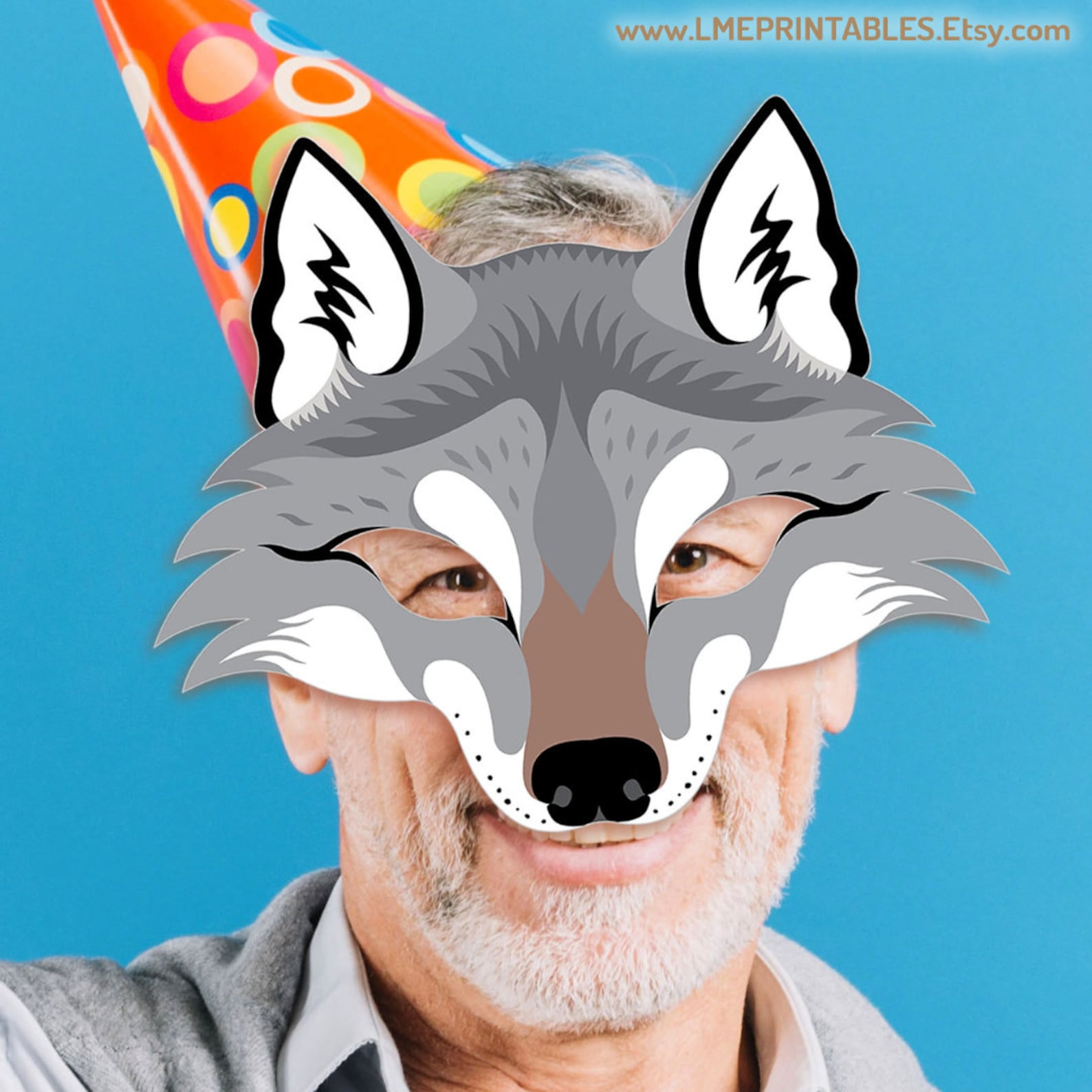 Gray Wolf Mask Printable Costume Woodland Halloween Party Favor Forest ...