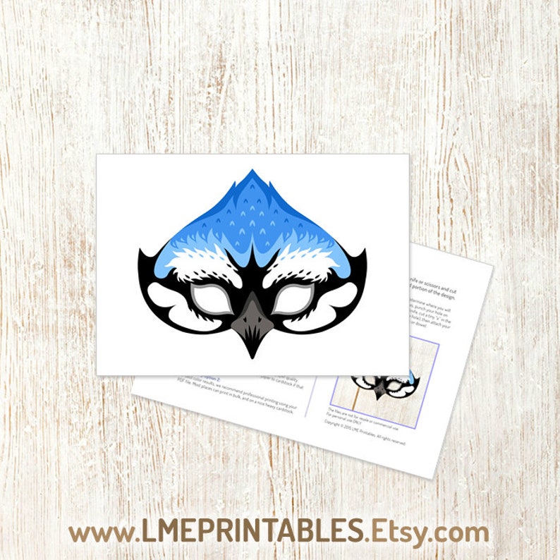 Blue Jay Bird Mask Printable Animal Halloween Costume Paper Craft ...
