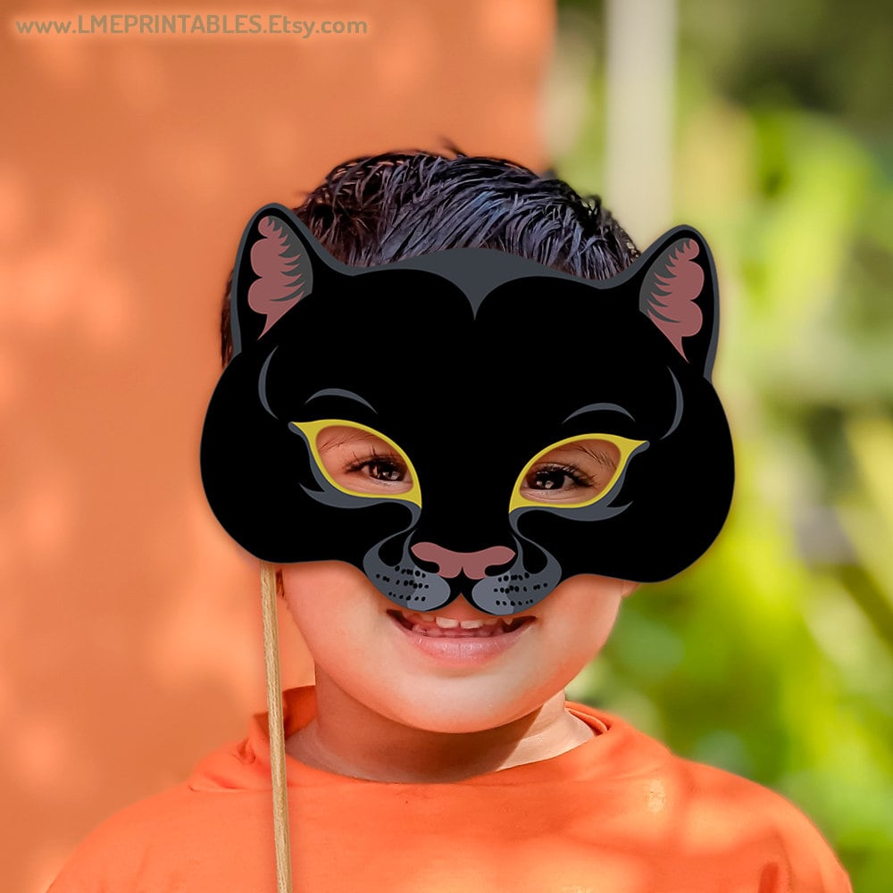 Panther Mask Printable Halloween Animal Costume Kid Adult Cat Black ...