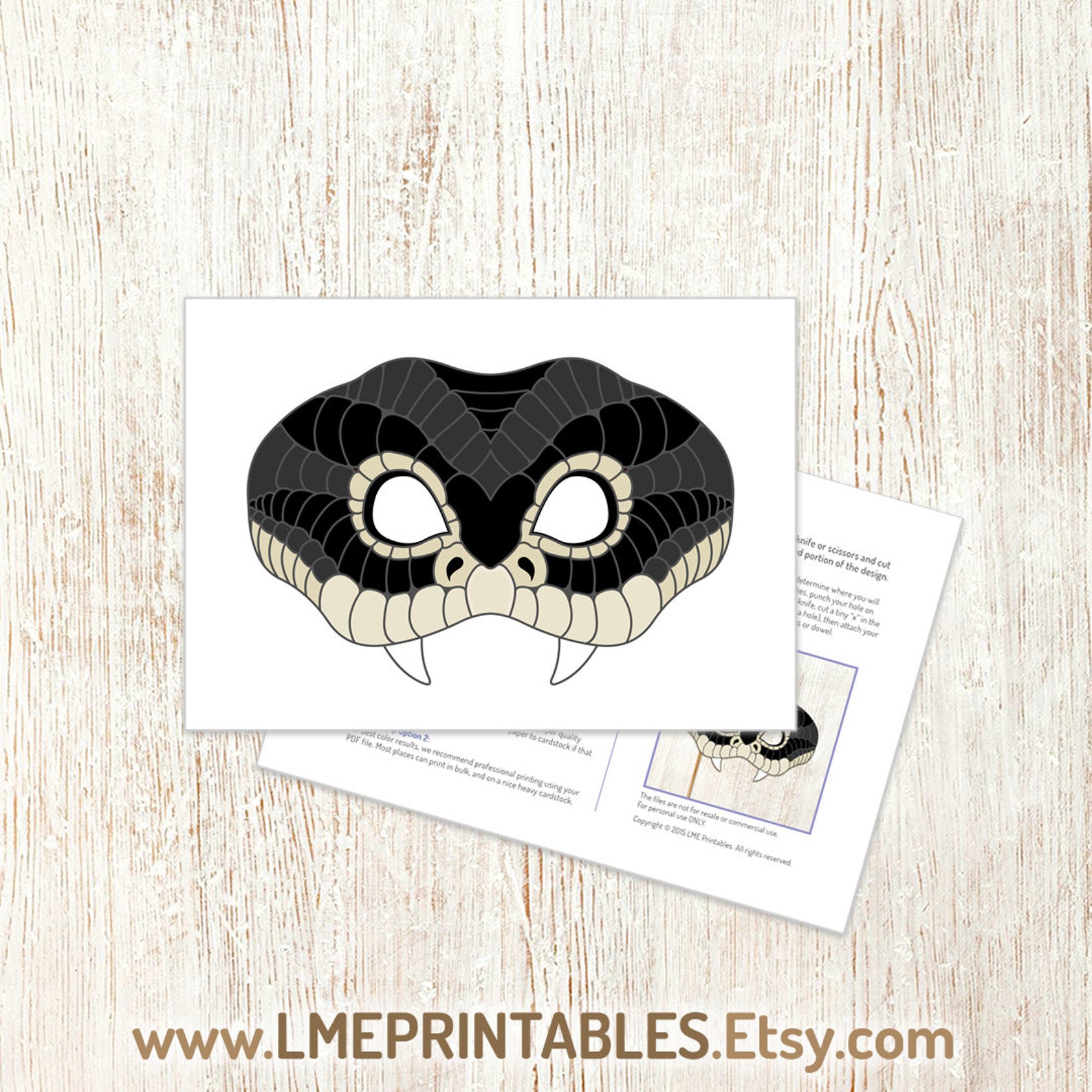 Black Mamba Snake Mask Printable Costume Kid Adult Reptile Lizard ...