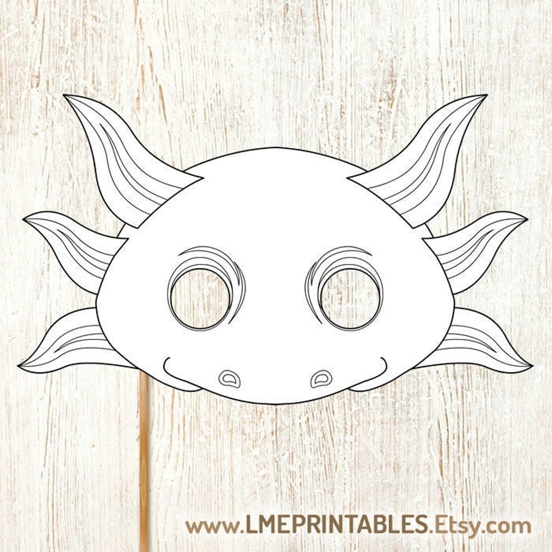 Axolotl Coloring Mask Printable Colouring Halloween Costume Activity ...