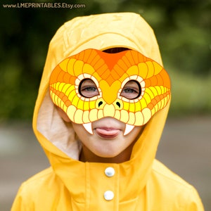 Yellow Orange Snake Printable Mask Halloween Costume Reptile Lizard ...