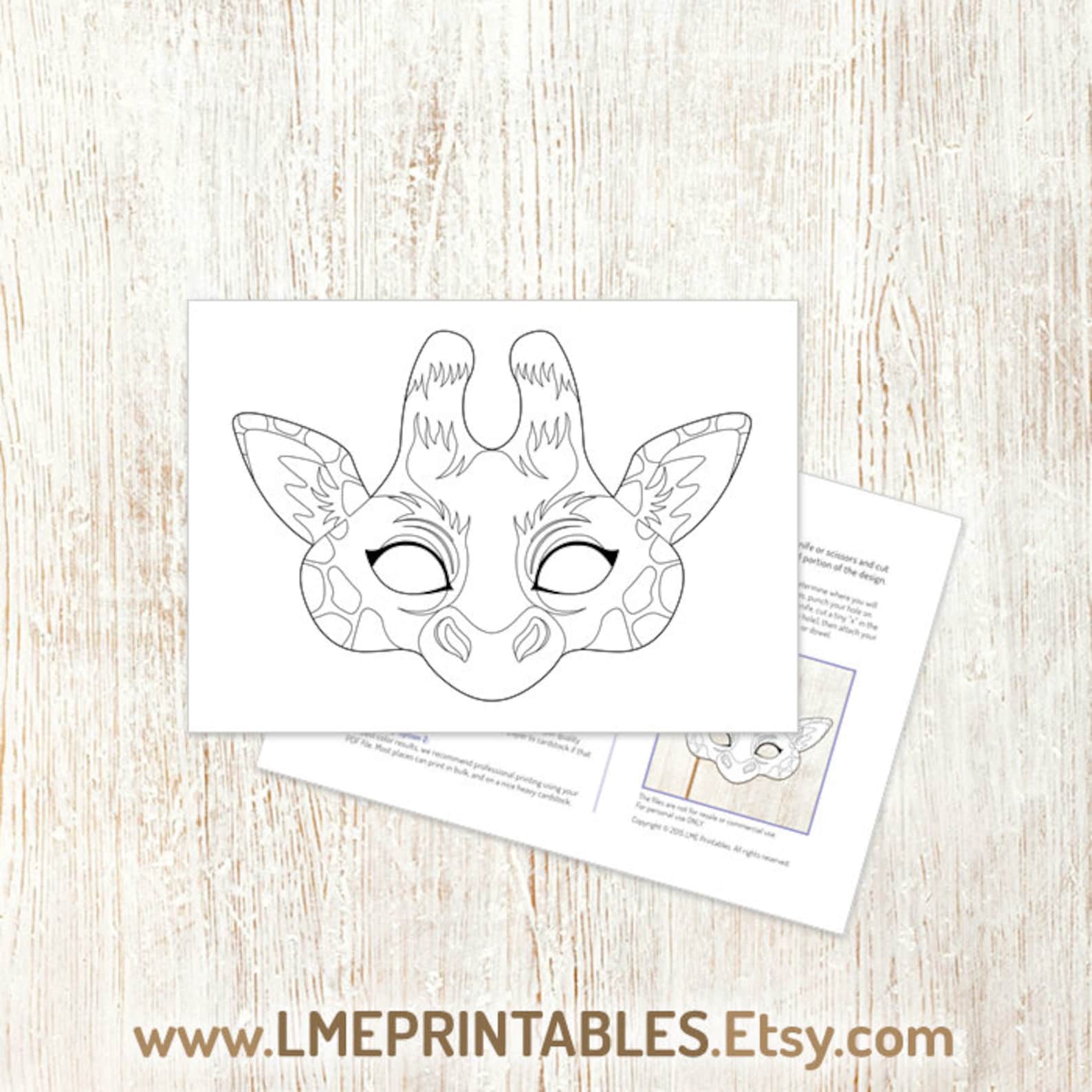 Giraffe Coloring Mask Printable Halloween Costume DIY Safari Jungle ...