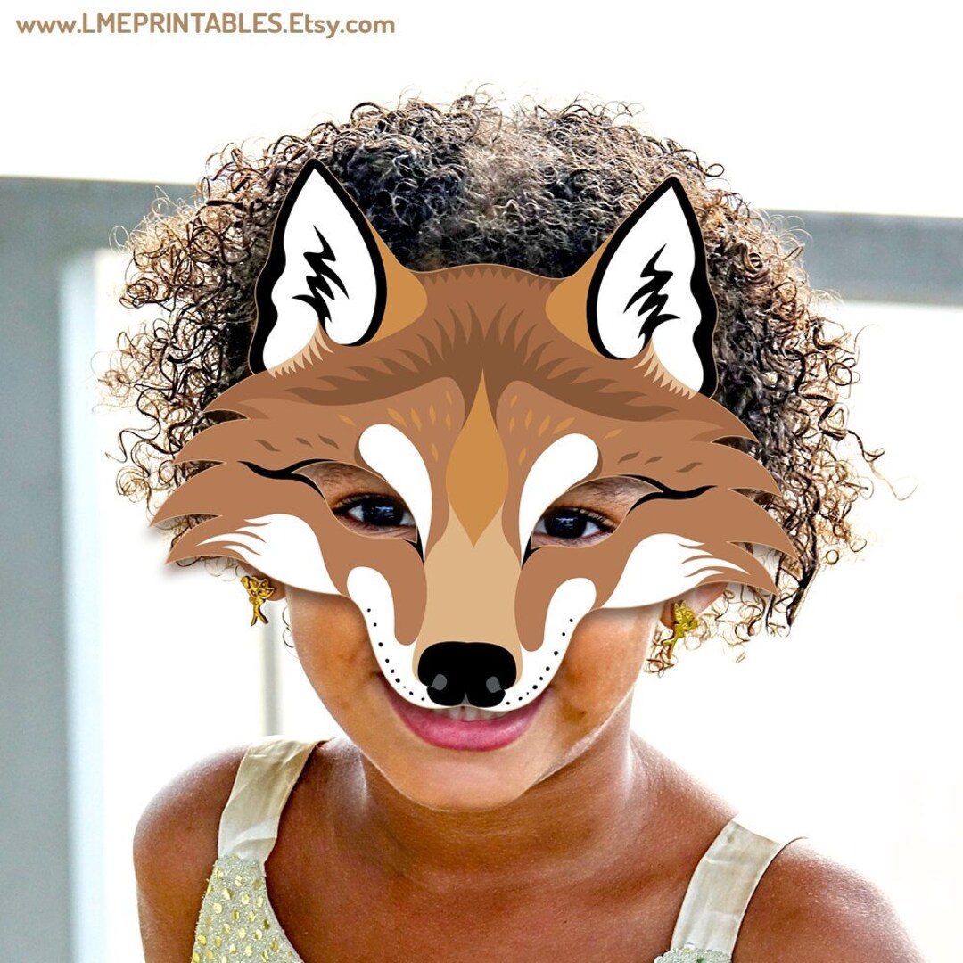 Brown Wolf Mask Printable Halloween Costume Woodland PDF Party - Etsy
