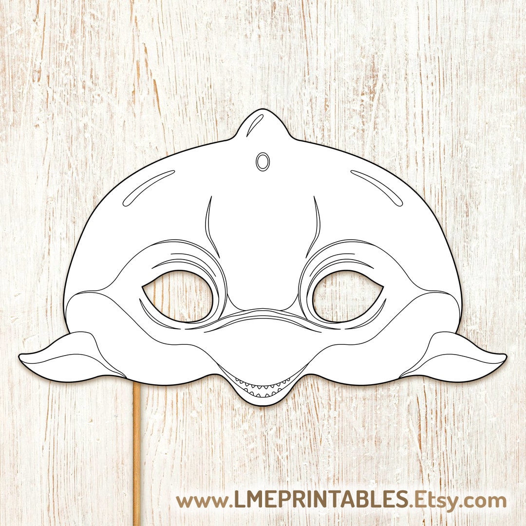 Dolphin Coloring Mask Printable Halloween Costume Pool Party Games ...