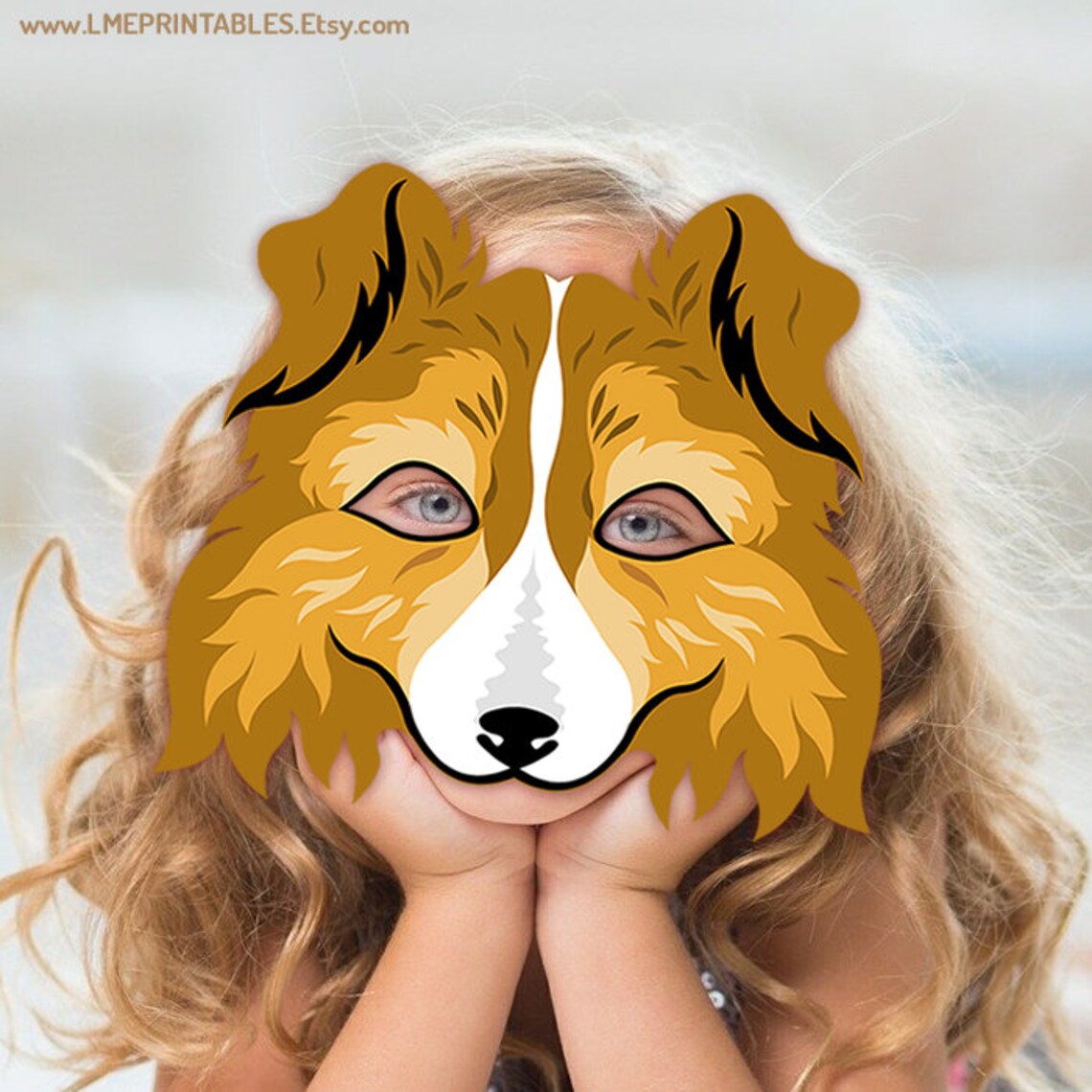 Collie Dog Mask Printable Halloween Animals Costume DIY Kid - Etsy