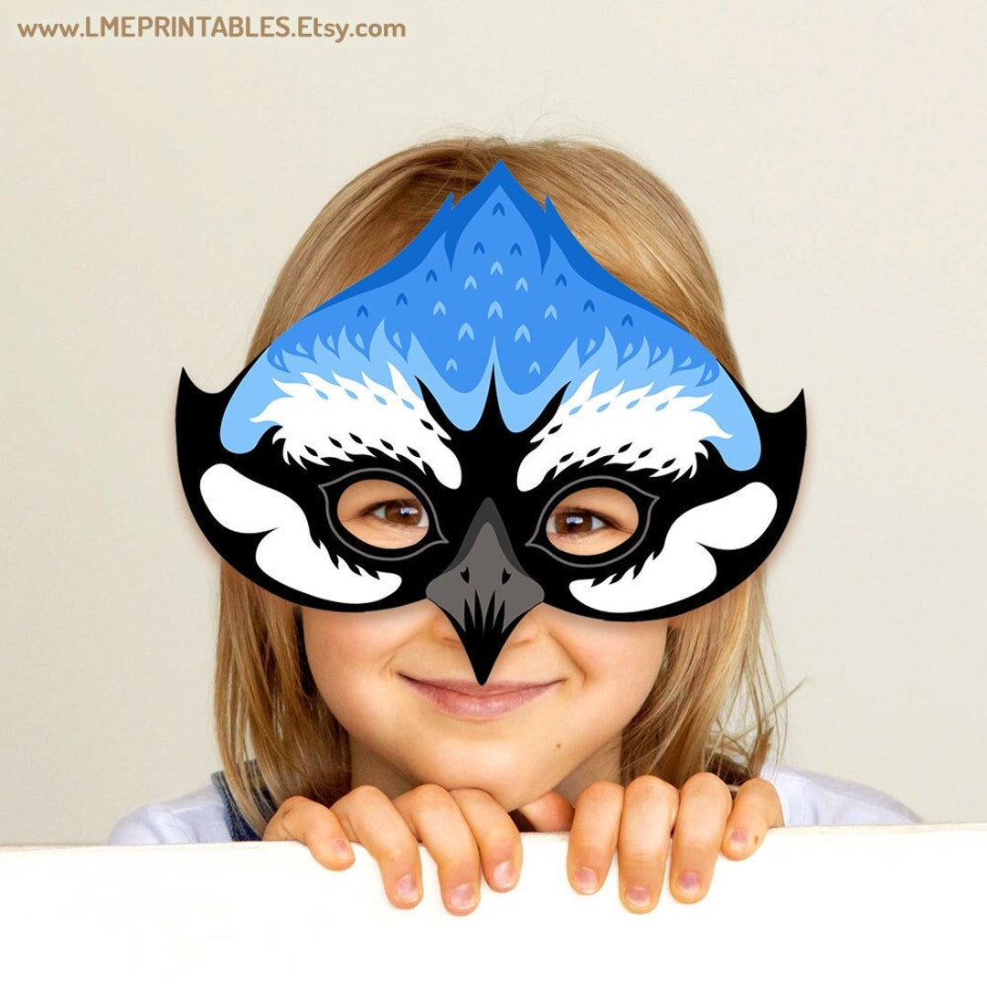 Blue Jay Bird Mask Printable Animal Masks Halloween Costume - Etsy