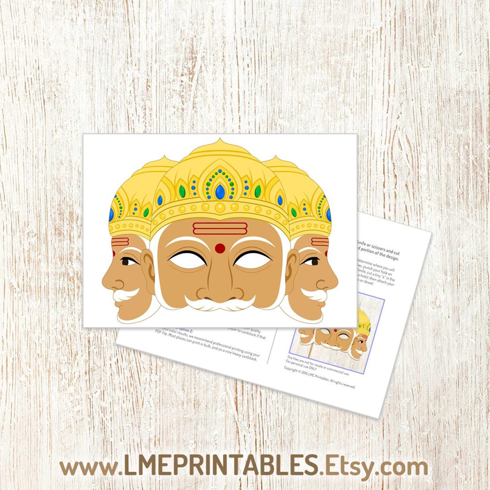 Brahma Mask Printable Lord God Hinduism Halloween Costume Ancient India ...
