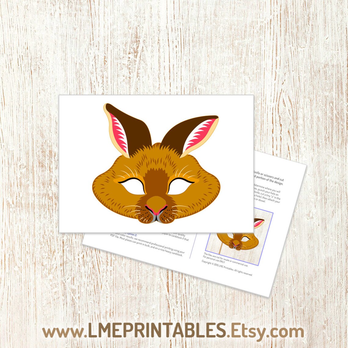 Brown Rabbit Printable Mask Bunny Easter Halloween Hare Costume Zodiac ...