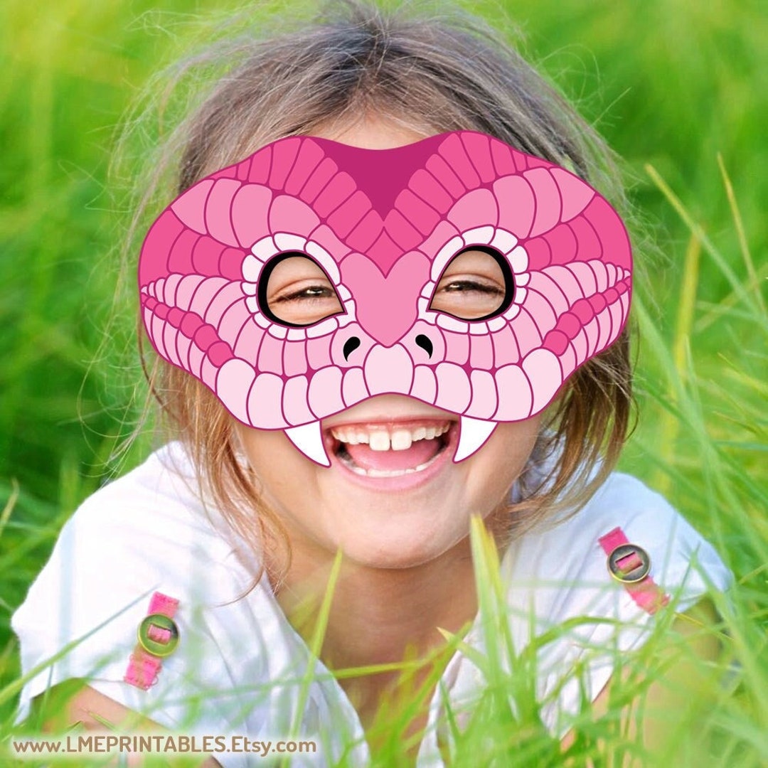Pink Snake Printable Mask Costume Halloween Reptile Lizard Animal Photo ...