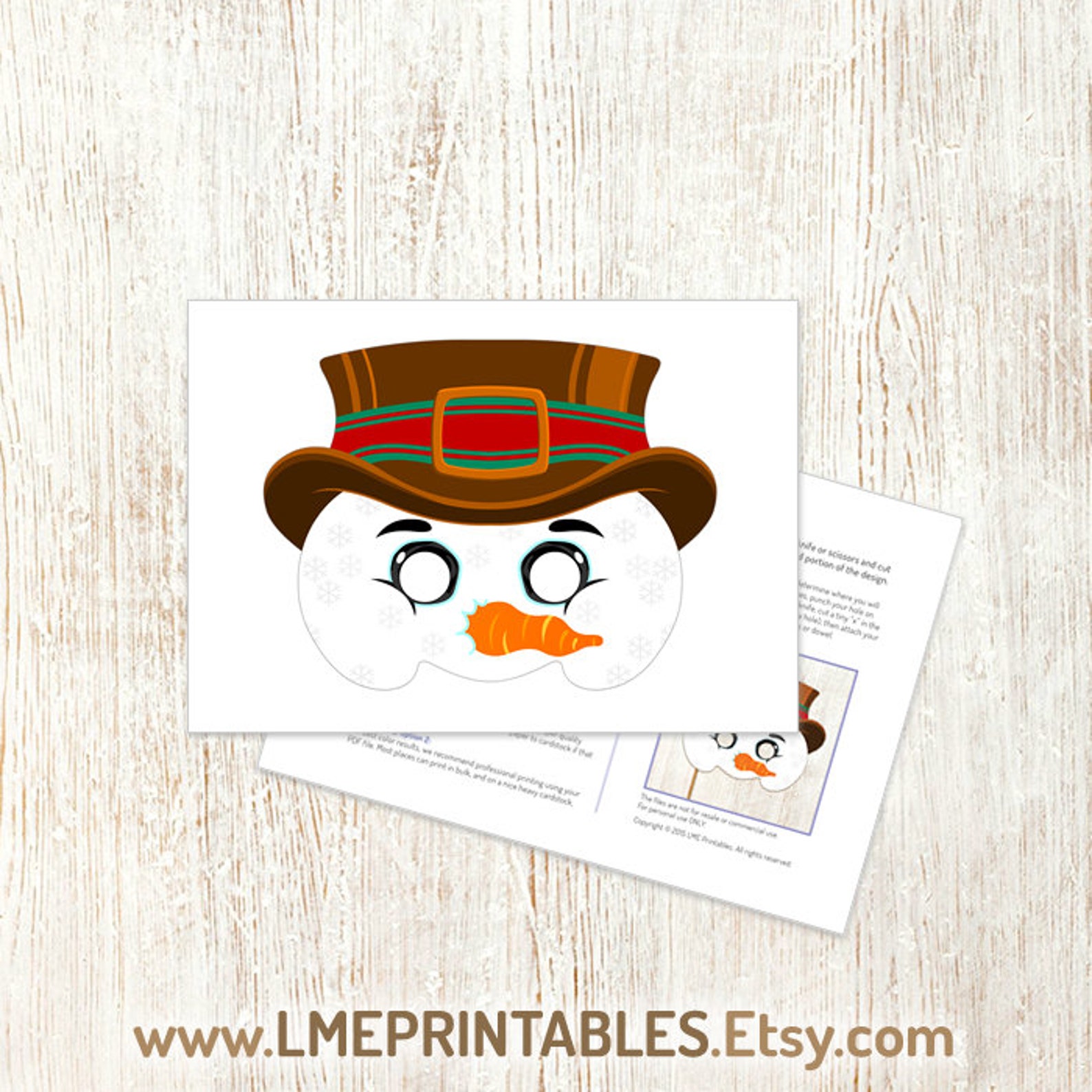 Snowman Mask Printable Halloween Costume Winter Party Snow Man - Etsy