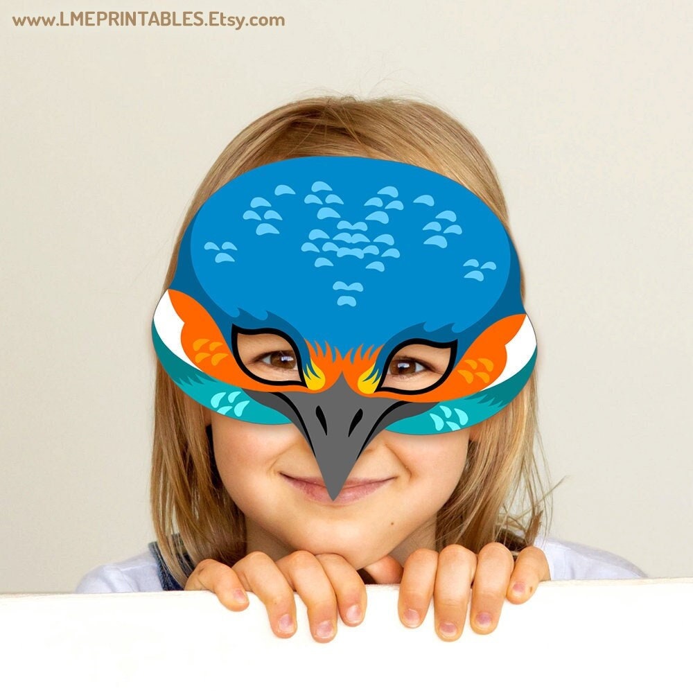 Kingfisher Bird Mask Printable Animal Masks Halloween Costume PDF Paper ...