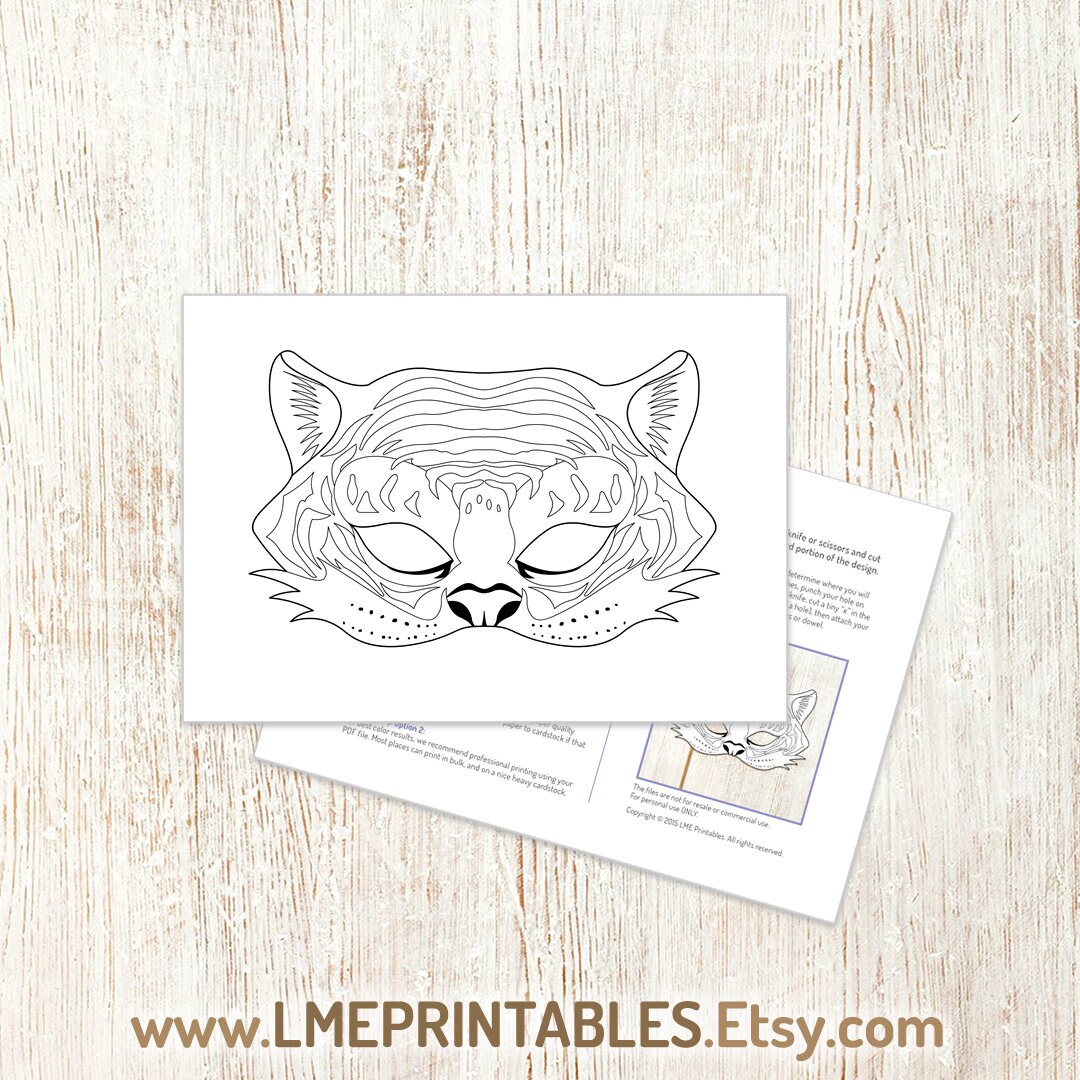 Tiger Coloring Mask Printable Animal Halloween Costume Masks Zodiac ...