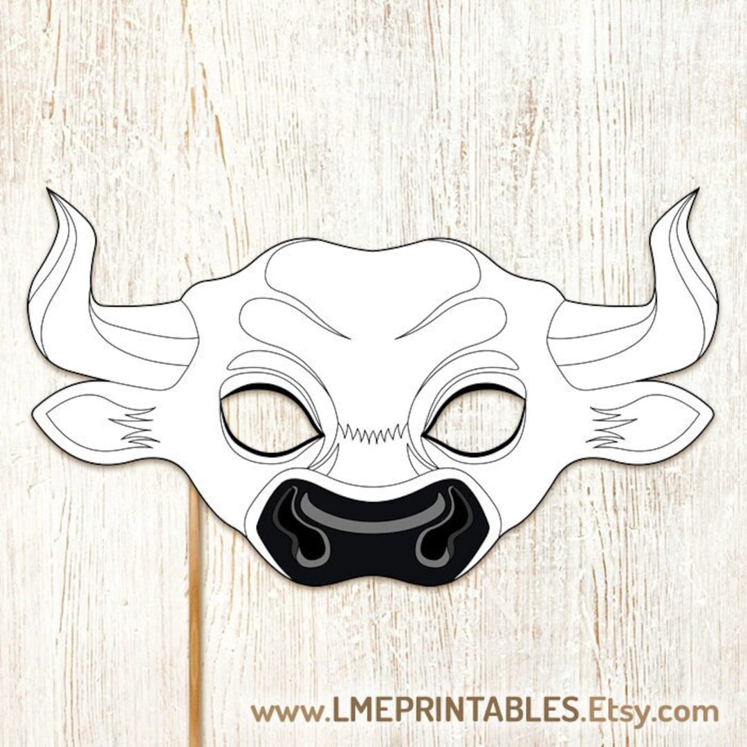 Bull Coloring Mask Printable Halloween Costume Colouring Ox Animal Farm ...