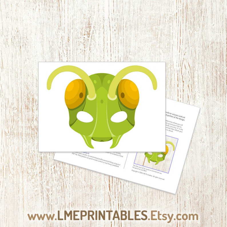 Grasshopper Mask Printable Costume Insect Bug Craft Halloween Activity ...