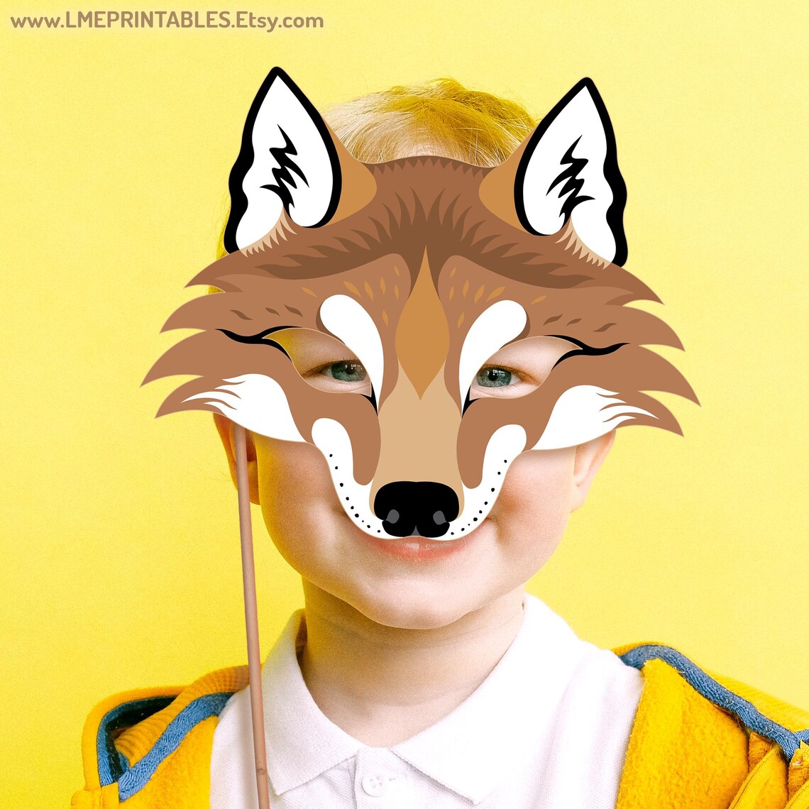 Wolf Mask Printable Animal Costume Woodland Party Favor Forest Toddler ...