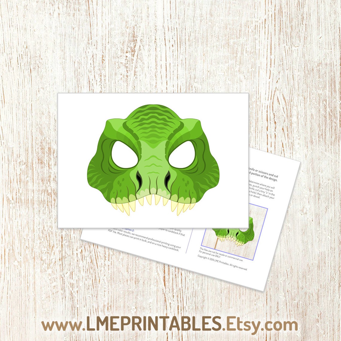 T-rex Mask Printable Dinosaur Costume Halloween Dino Party Paper Favor ...