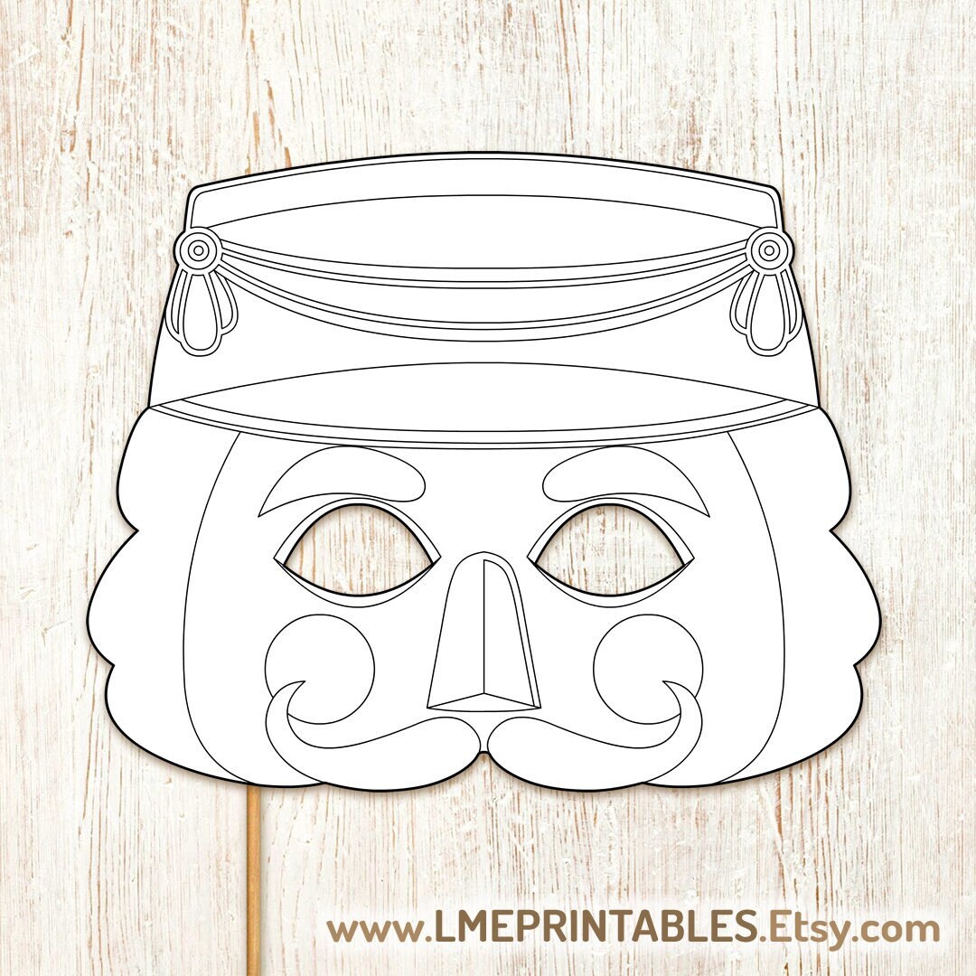 Nutcracker Coloring Mask Printable Christmas Costume Soldier - Etsy