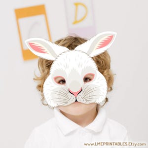 White Rabbit Mask Printable Costume Easter Paper Bunny Halloween Hare ...