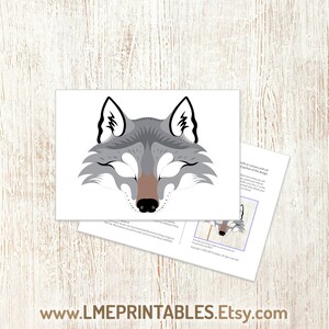Gray Wolf Mask Printable Costume Woodland Halloween Party Favor Forest ...