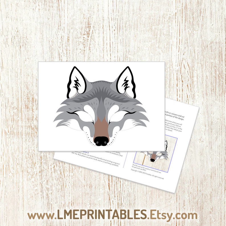 Gray Wolf Mask Printable Costume Woodland Halloween Party Favor Forest ...