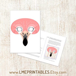Flamingo Mask Printable Bird Animal Costume Pink Halloween Birthday ...