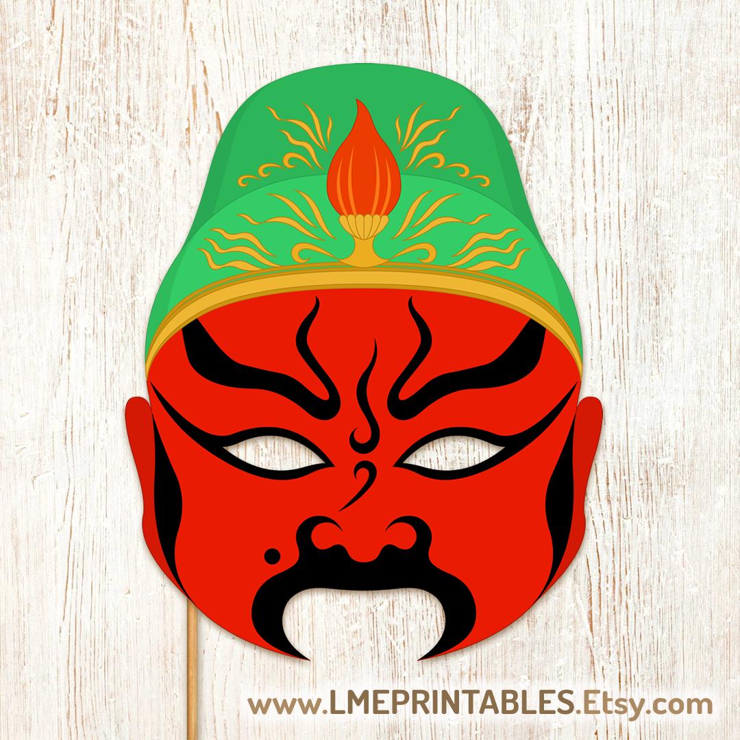 Guan Yu Mask Printable Costume Three Kingdoms School Activity Peking ...