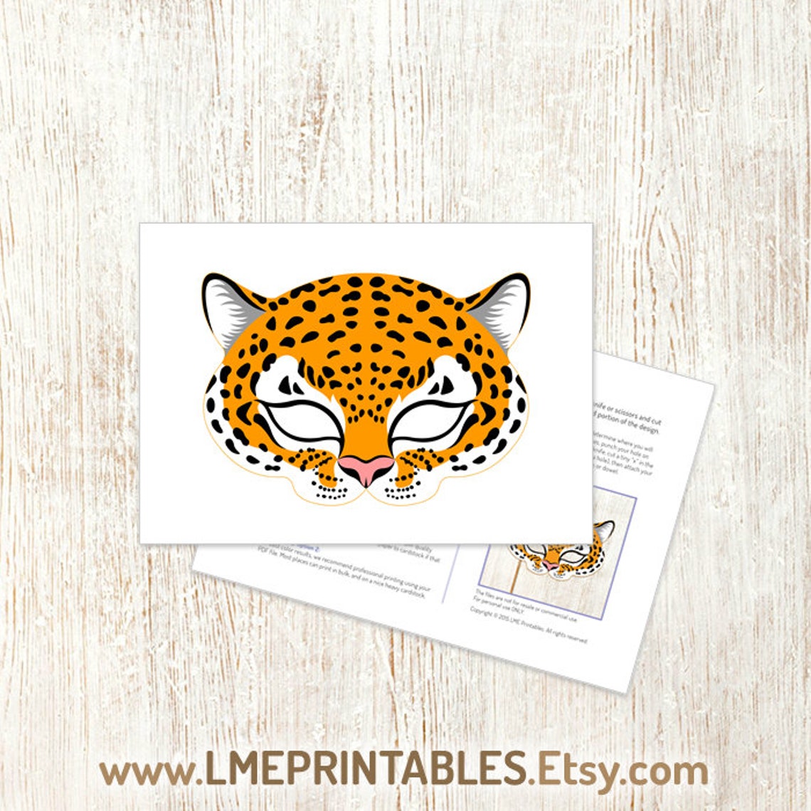 Jaguar Mask Printable Leopard Animal Halloween Costume - Etsy