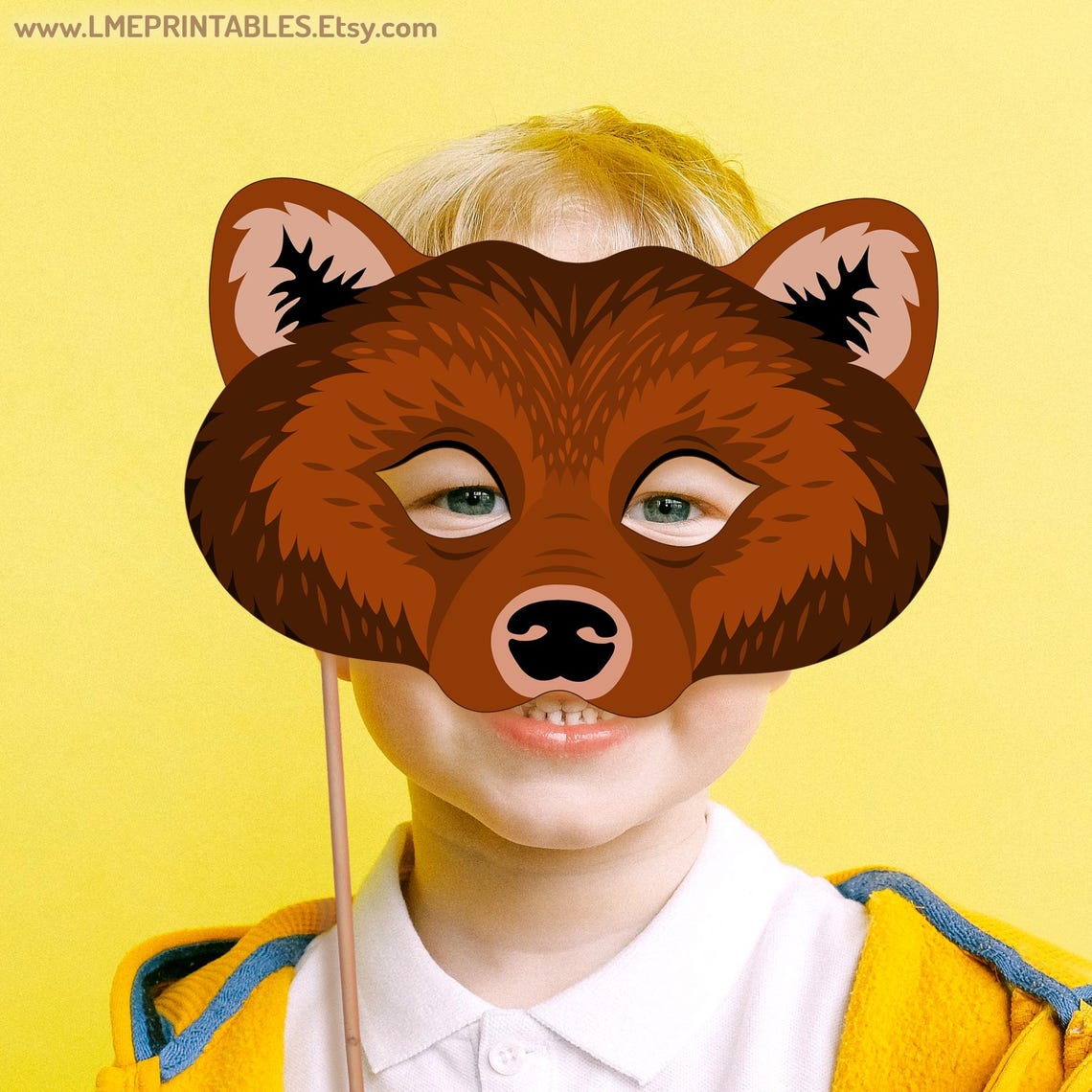 Bear Mask Printable Grizzly Brown Costume Paper Favor Forest Woodland ...