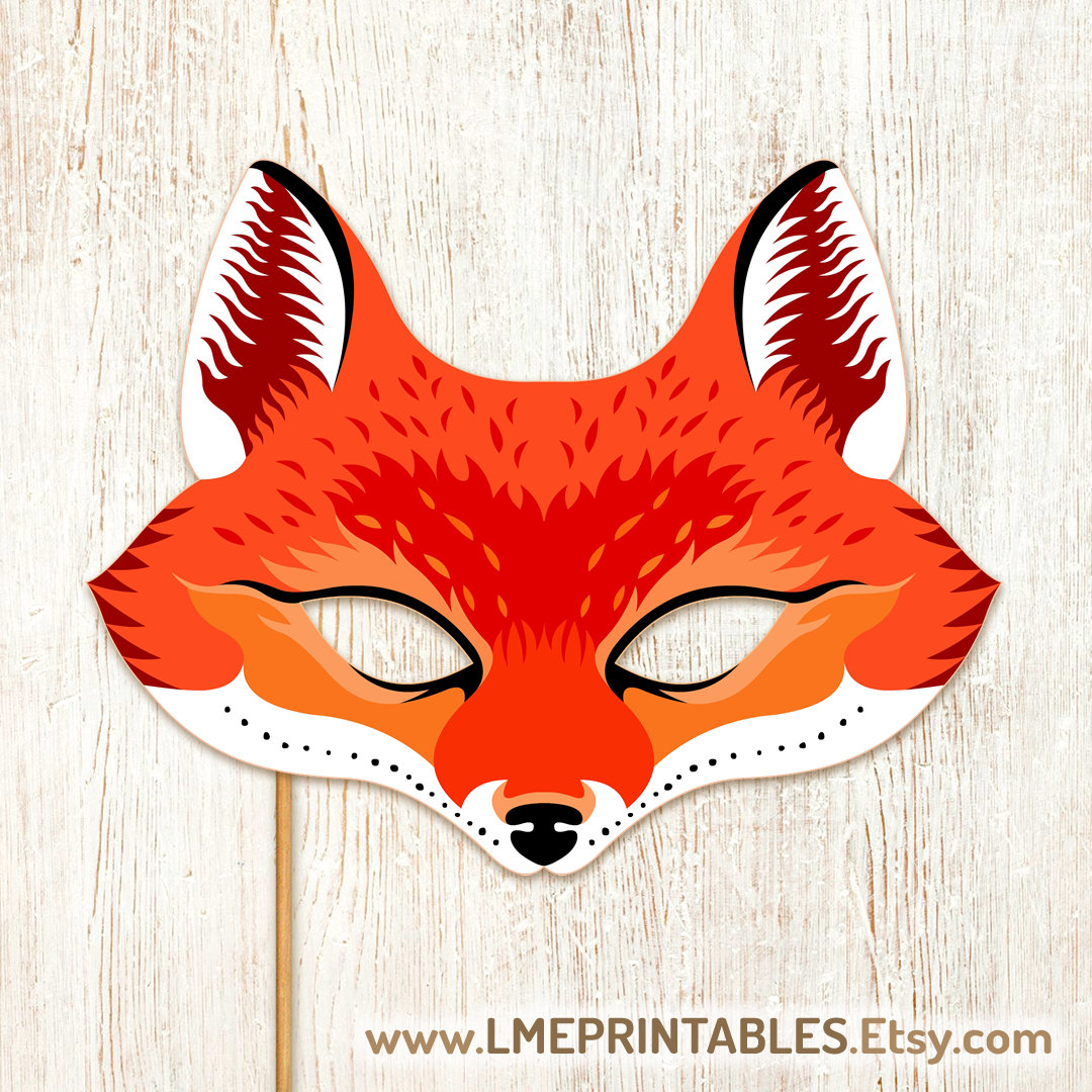 Red Fox Mask Printable Animal Costume Carnival Halloween Paper School ...