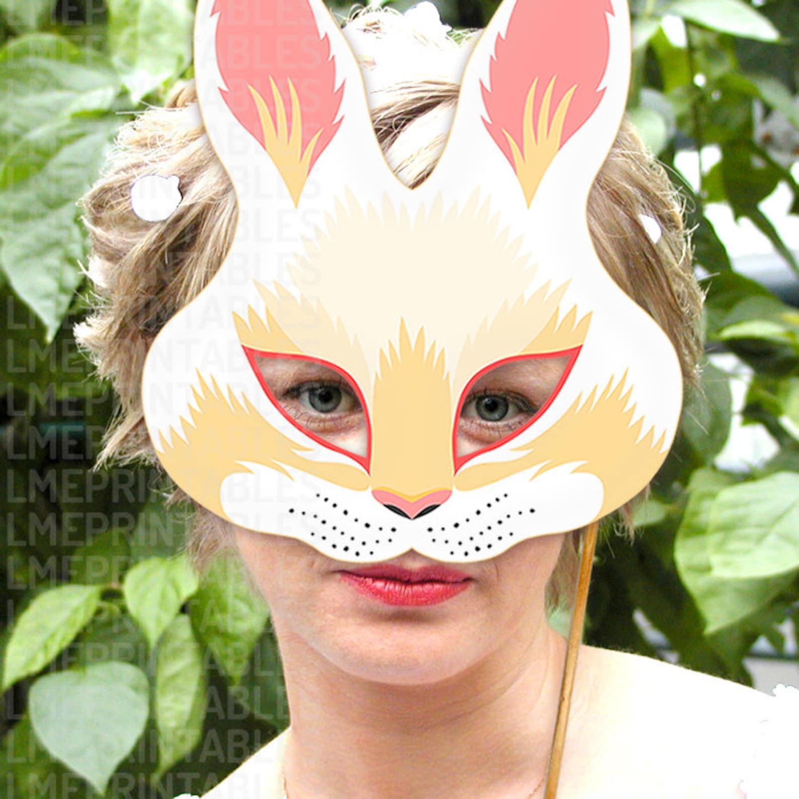 Rabbit Mask Printable Bunny Paper DIY Masks Animal White | Etsy