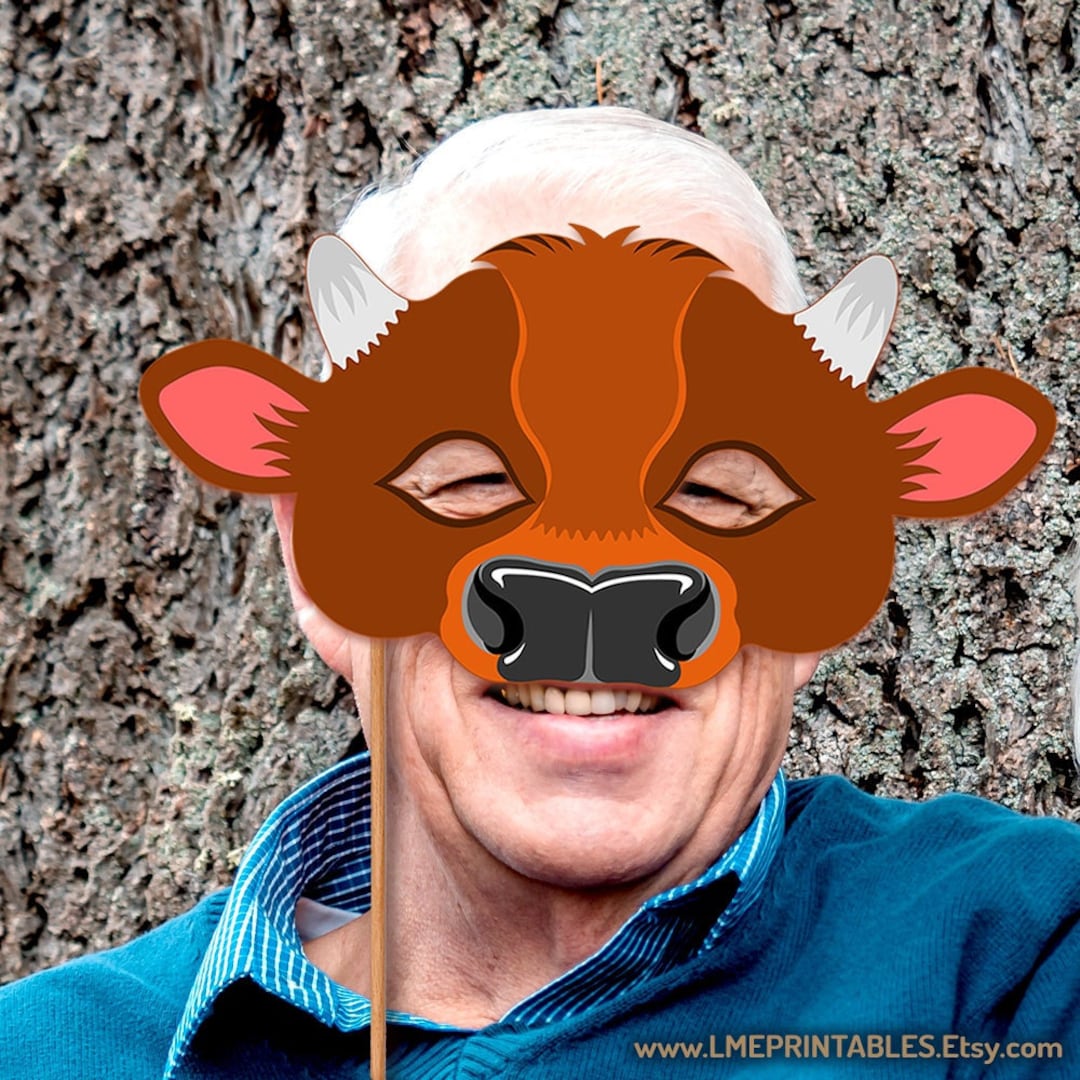 Cow Printable Mask Costume Halloween Brown Animal Farm Heifer Animal ...