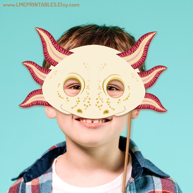 Axolotl Mask Printable Halloween Costume Albino Amphibian Salamander ...