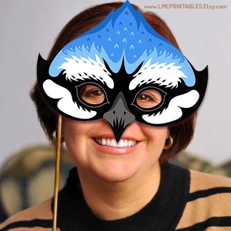 Blue Jay Bird Mask Printable Animal Masks Halloween Costume - Etsy