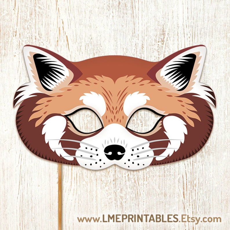 Red Panda Mask Printable Halloween Costume Asian Animals Paper Mask ...
