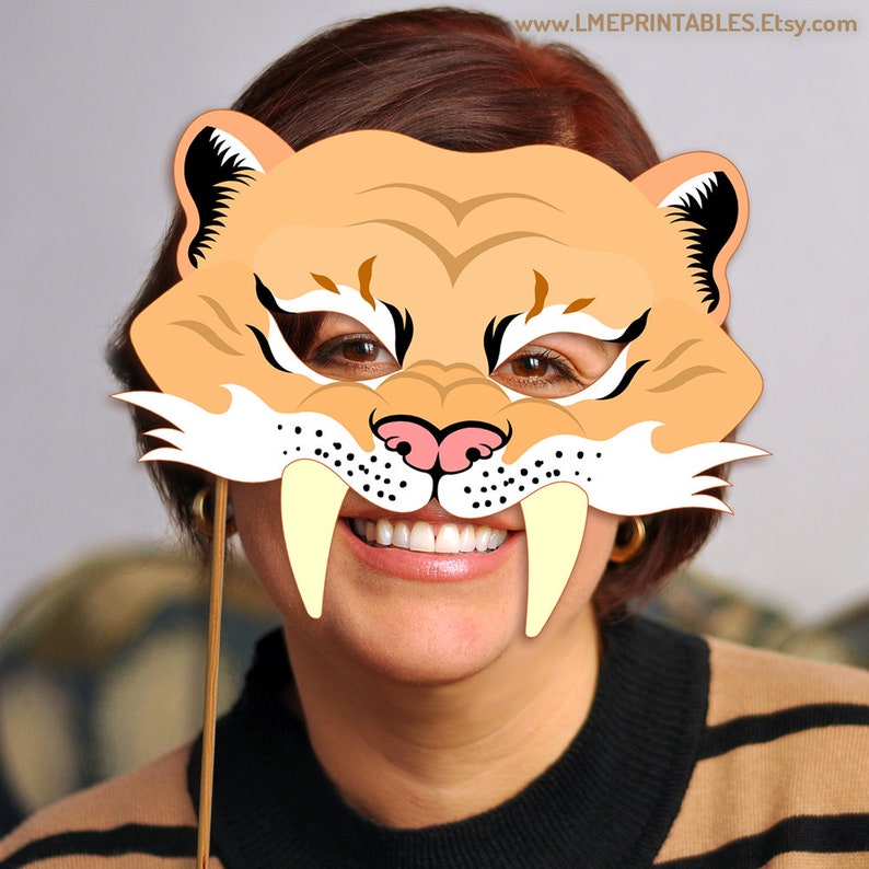 Smilodon Mask Printable Halloween Costume Sabertooth Tiger Prehistoric ...