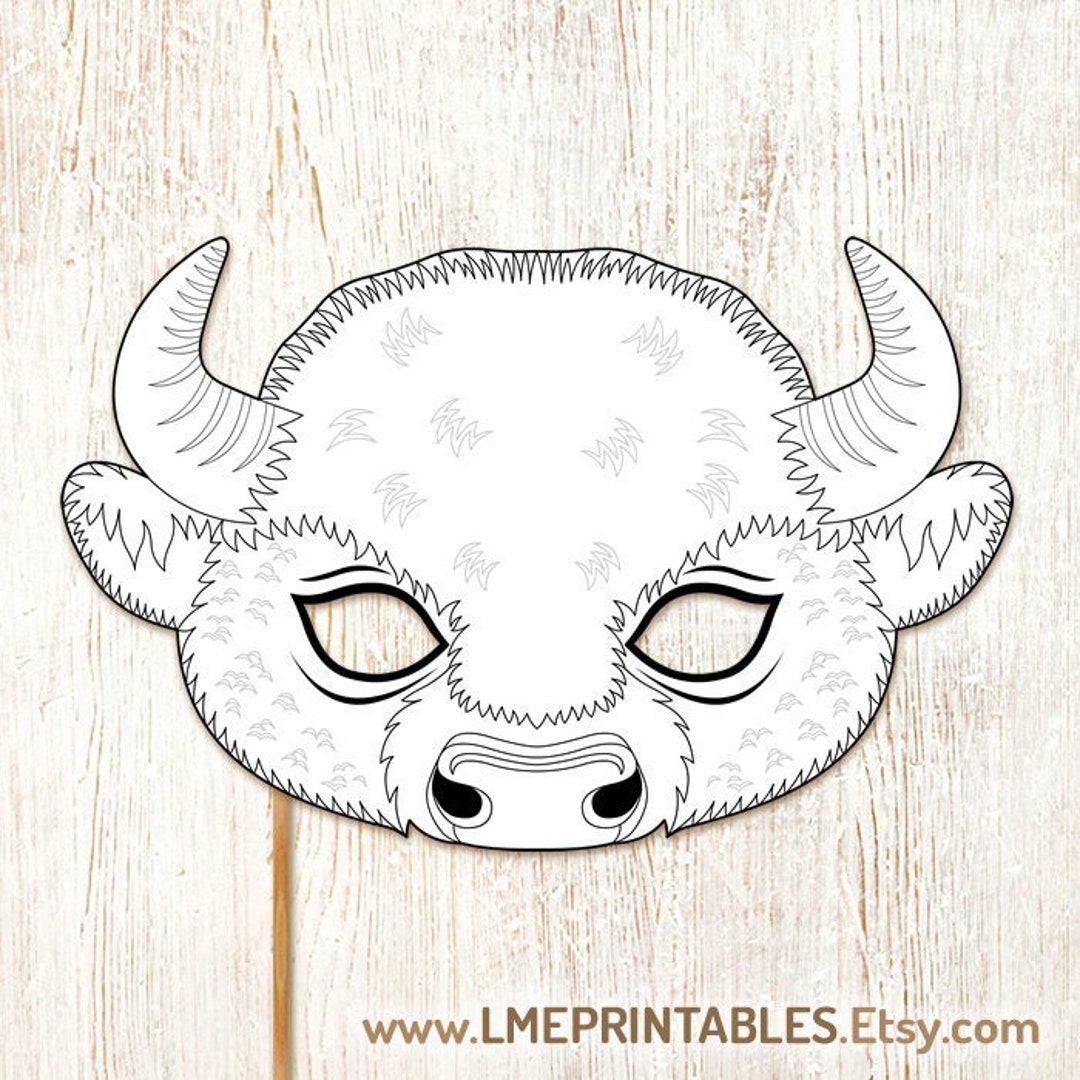 Bison Coloring Mask Printable Halloween Colouring American Bison ...