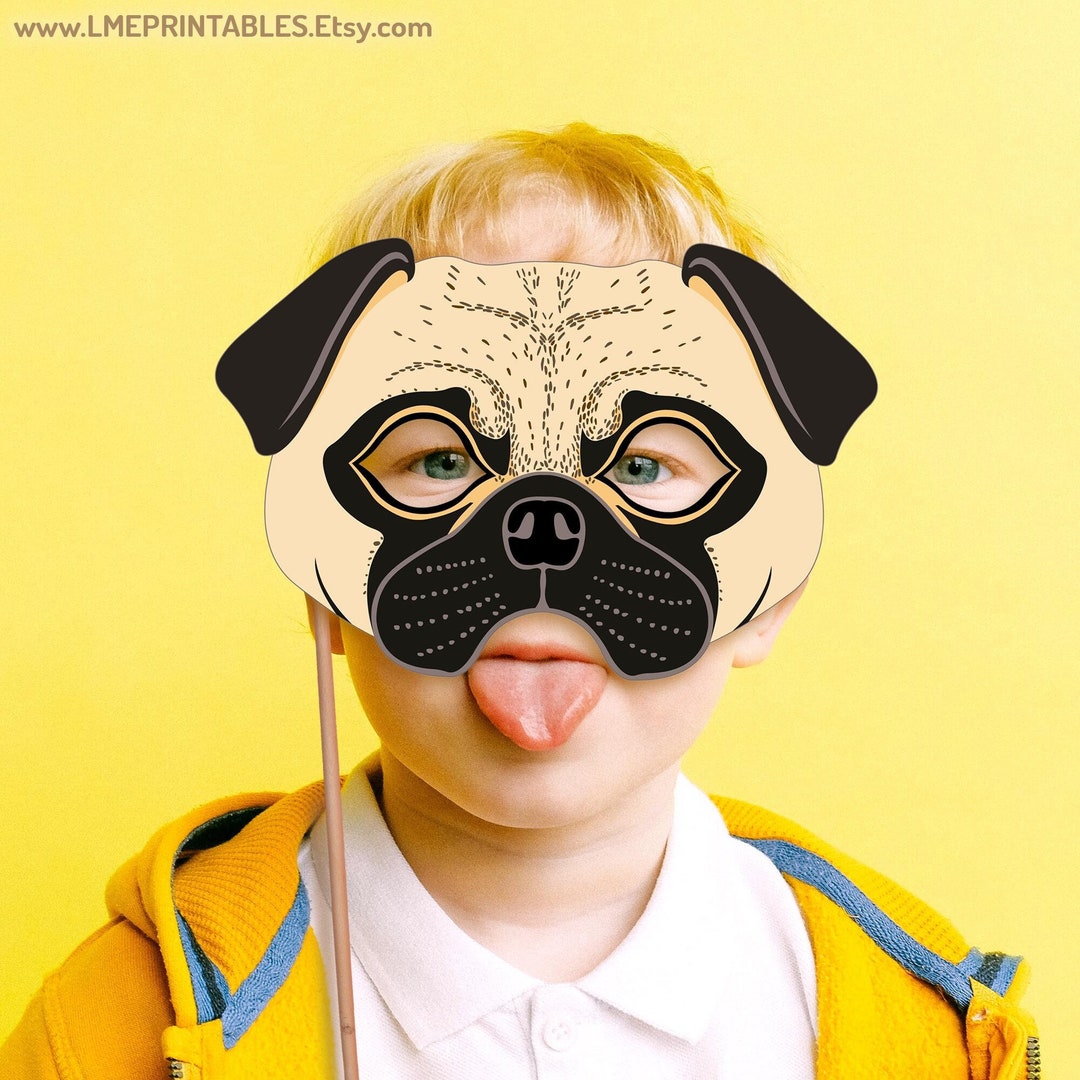 Máscara de perro Pug imprimible, disfraz de Halloween, cervatillo ...