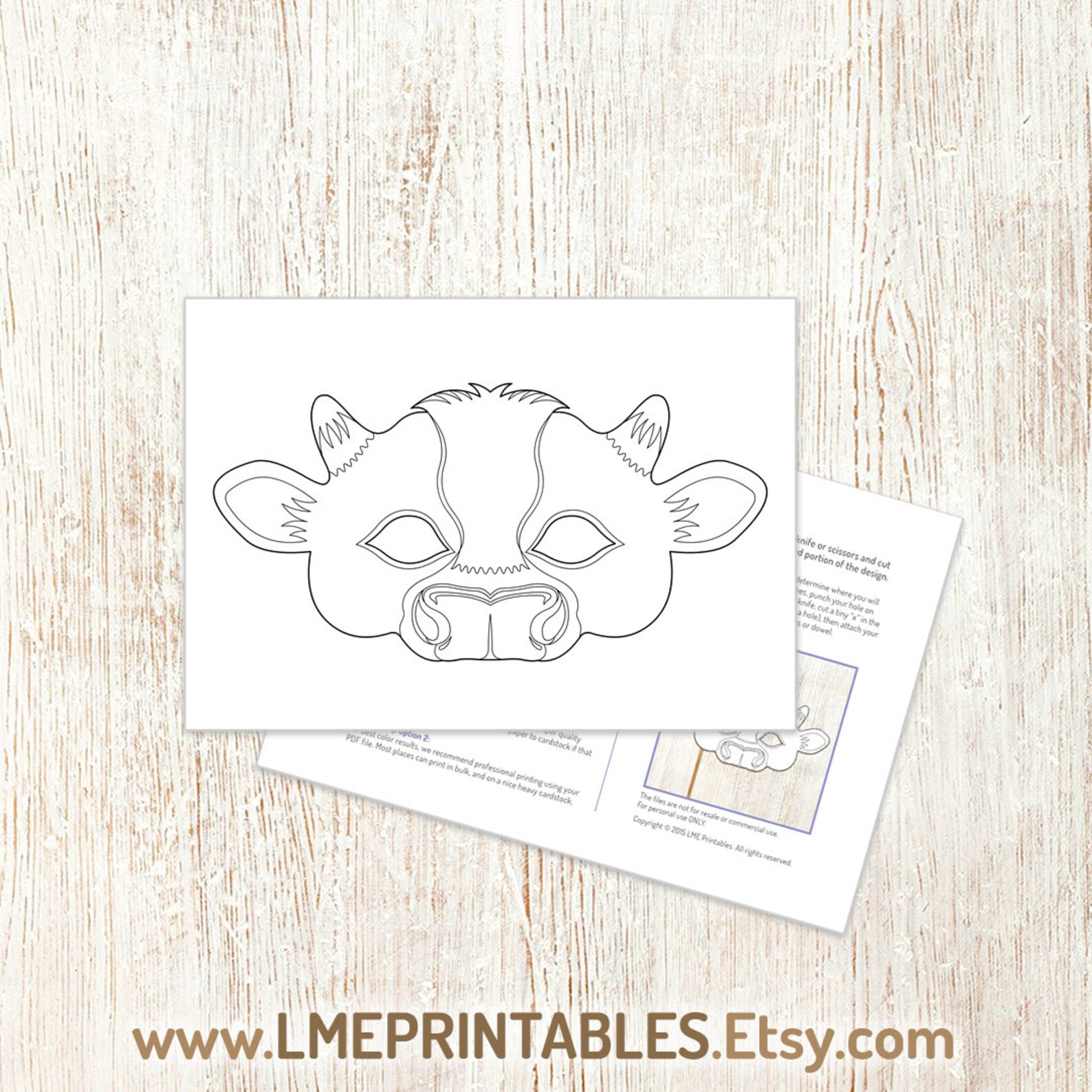 Cow Coloring Mask Printable Colouring Animal Farm Halloween Costume ...