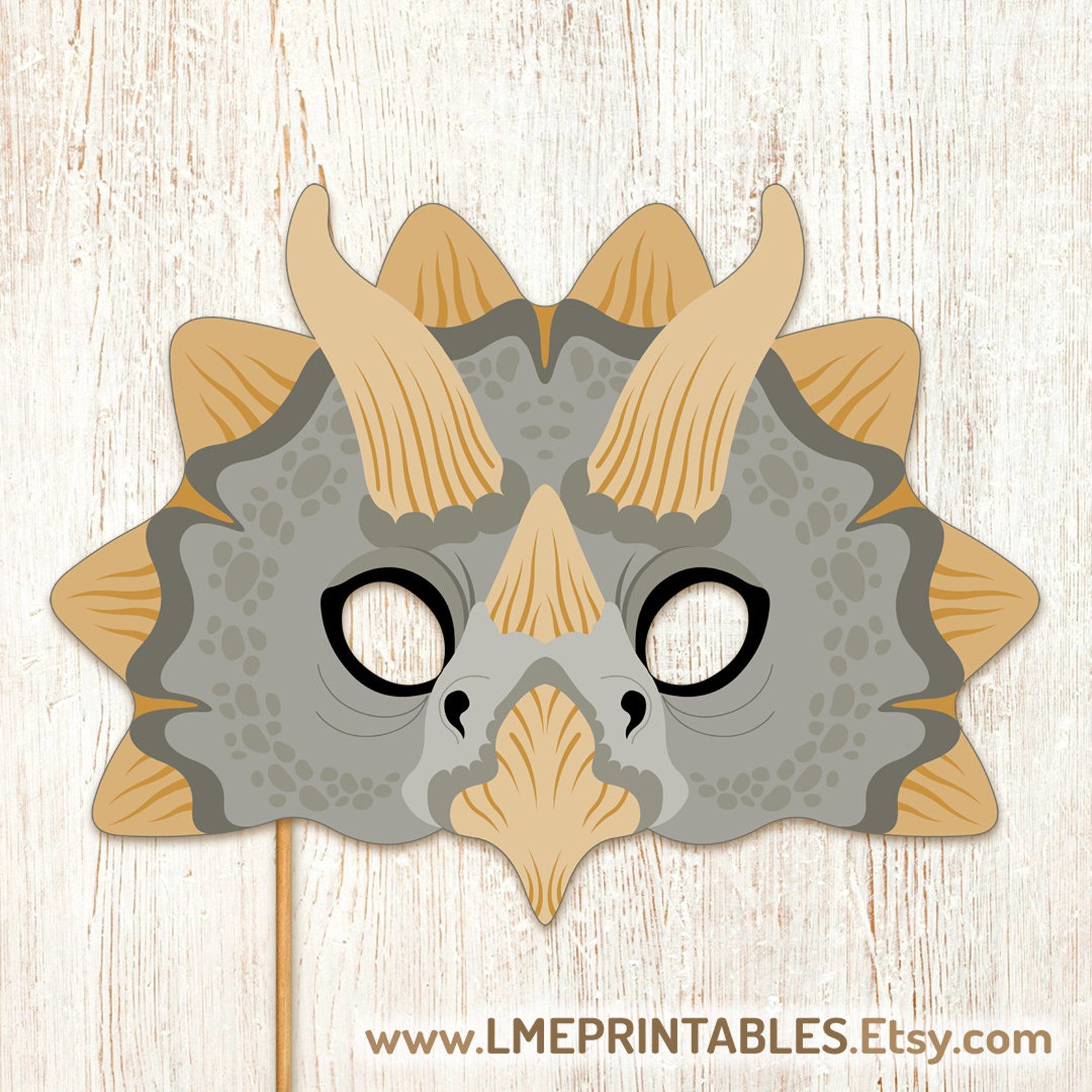 Triceratops Mask Printable Dinosaur Animal Costume Halloween Pattern ...