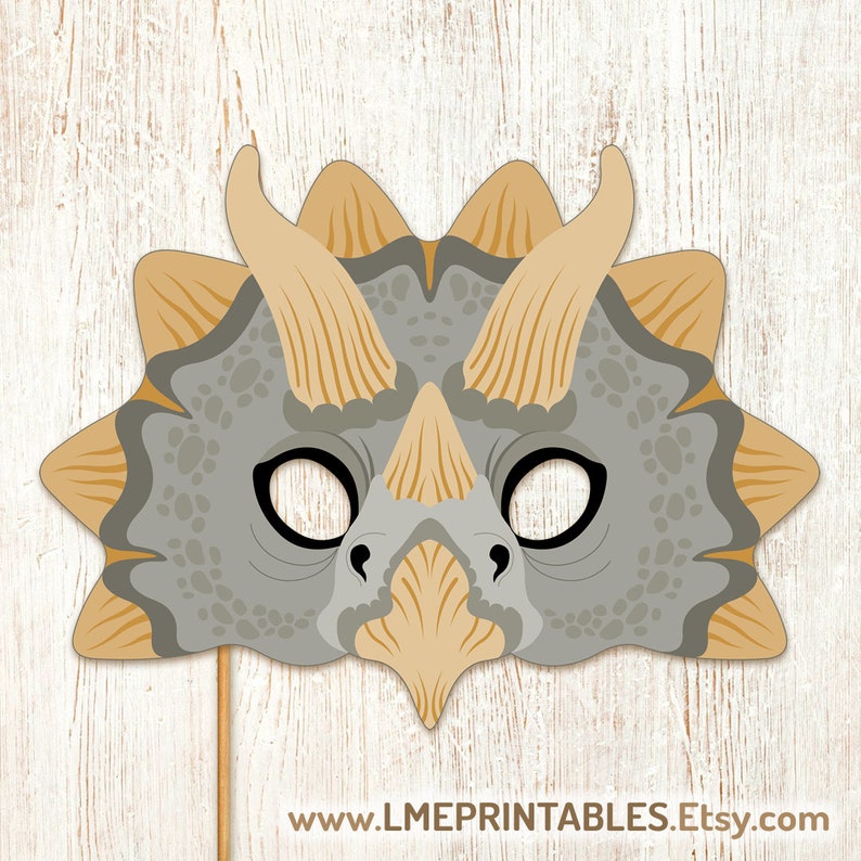 Triceratops Mask Printable Dinosaur Animal Costume Halloween Pattern ...