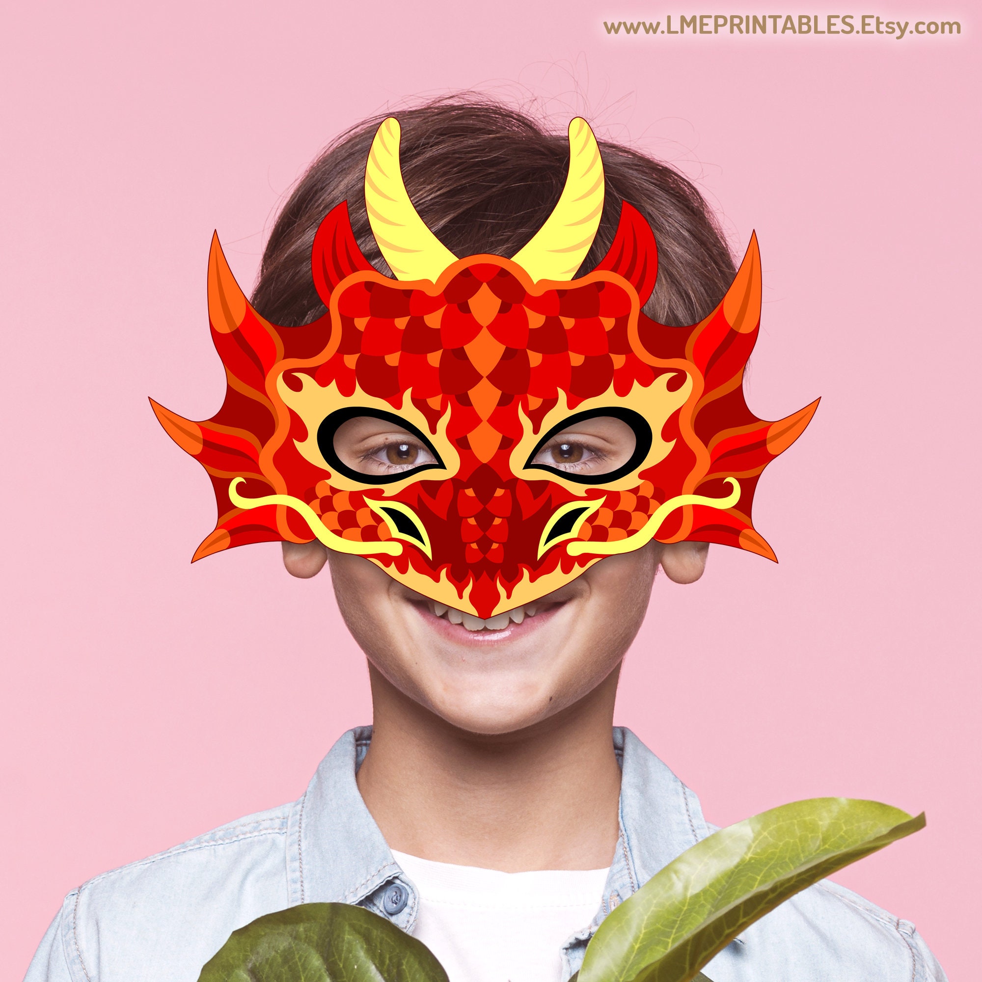 Red Dragon Mask Printable Zodiac Chinese New Year Easy Costume Party ...