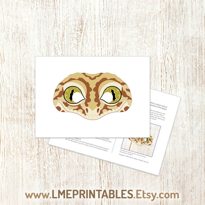 Gecko Printable Mask DIY Halloween Costume Reptile Lizard Animal Masks ...