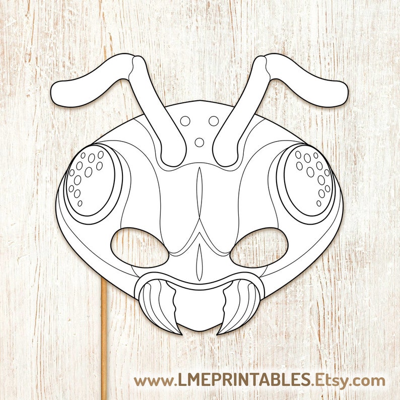 Ant Coloring Mask Printable Insect Bug Carnival Halloween Animal ...