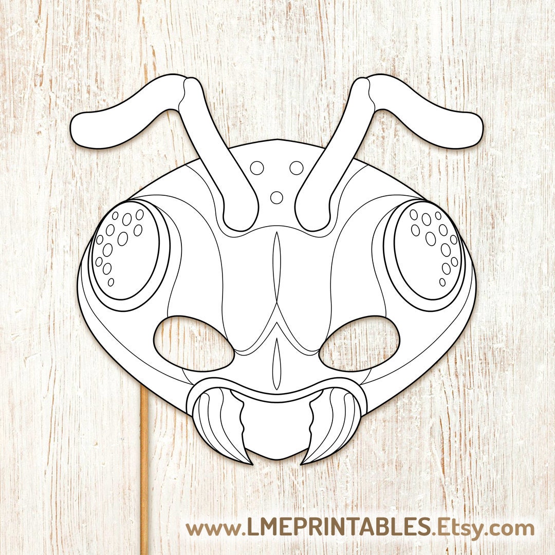 Ant Coloring Mask Printable Insect Bug Carnival Halloween Animal ...