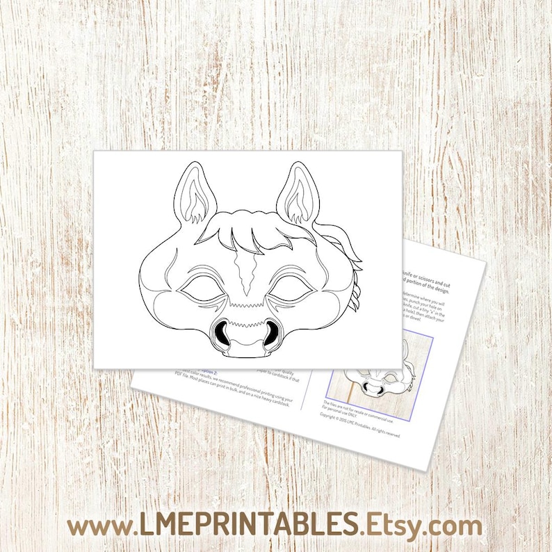 Horse Coloring Mask Printable Costume Carnival Colouring Pony Animal ...