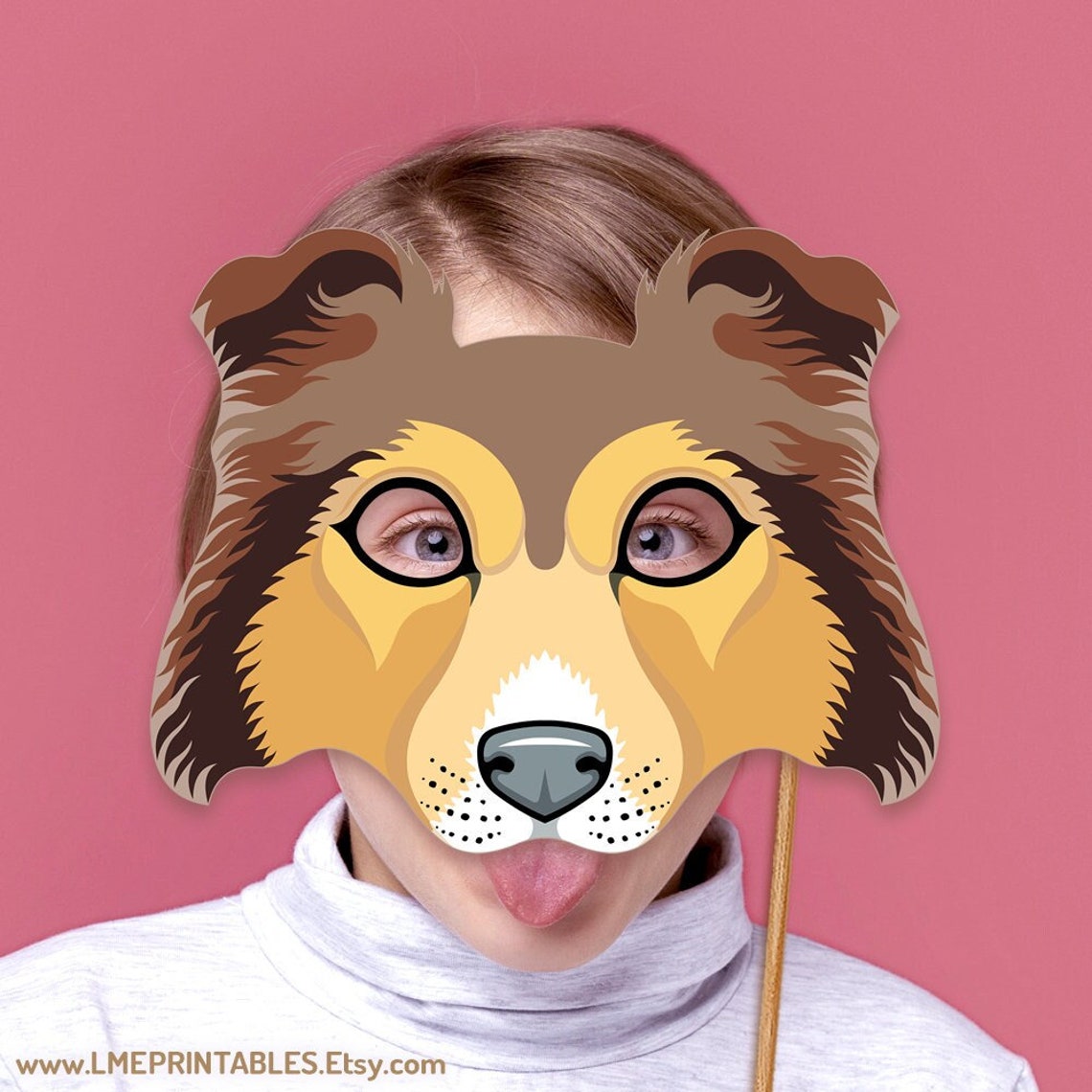 Collie Dog Mask Printable Halloween Animals Costume Kid Adult - Etsy